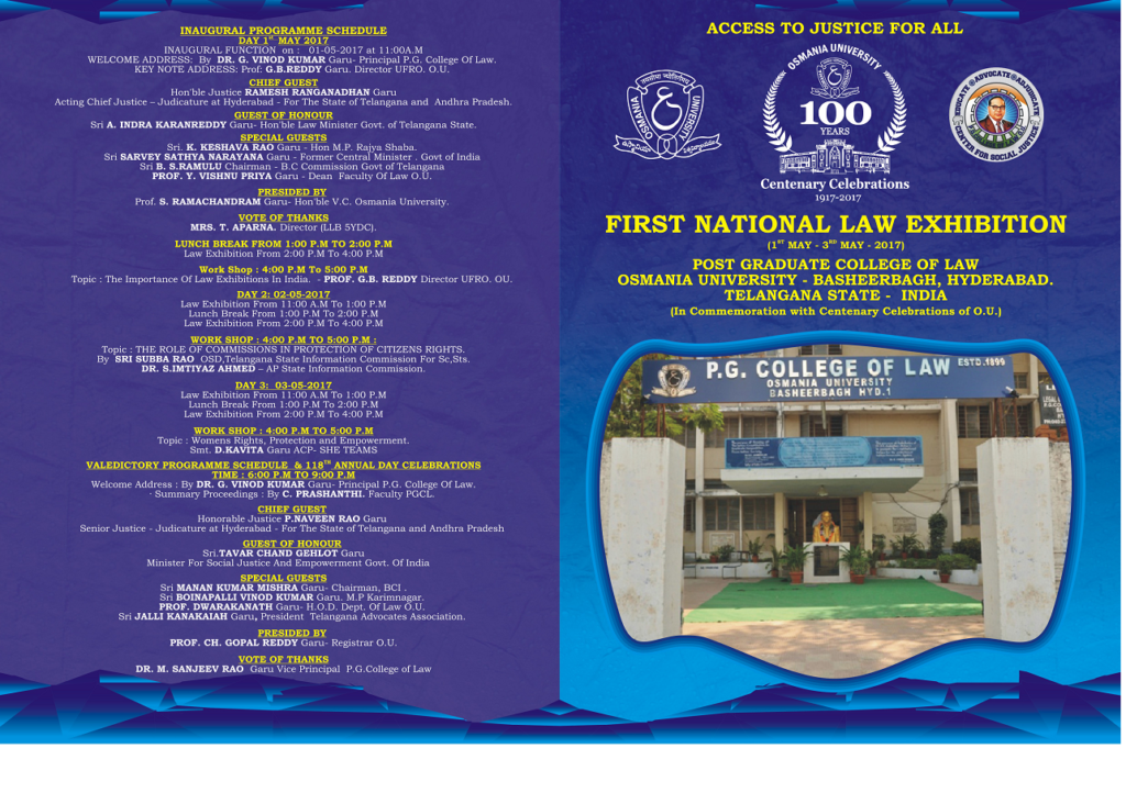 PG College of Law Osmania University's 1st National Law Exhibition [May ...